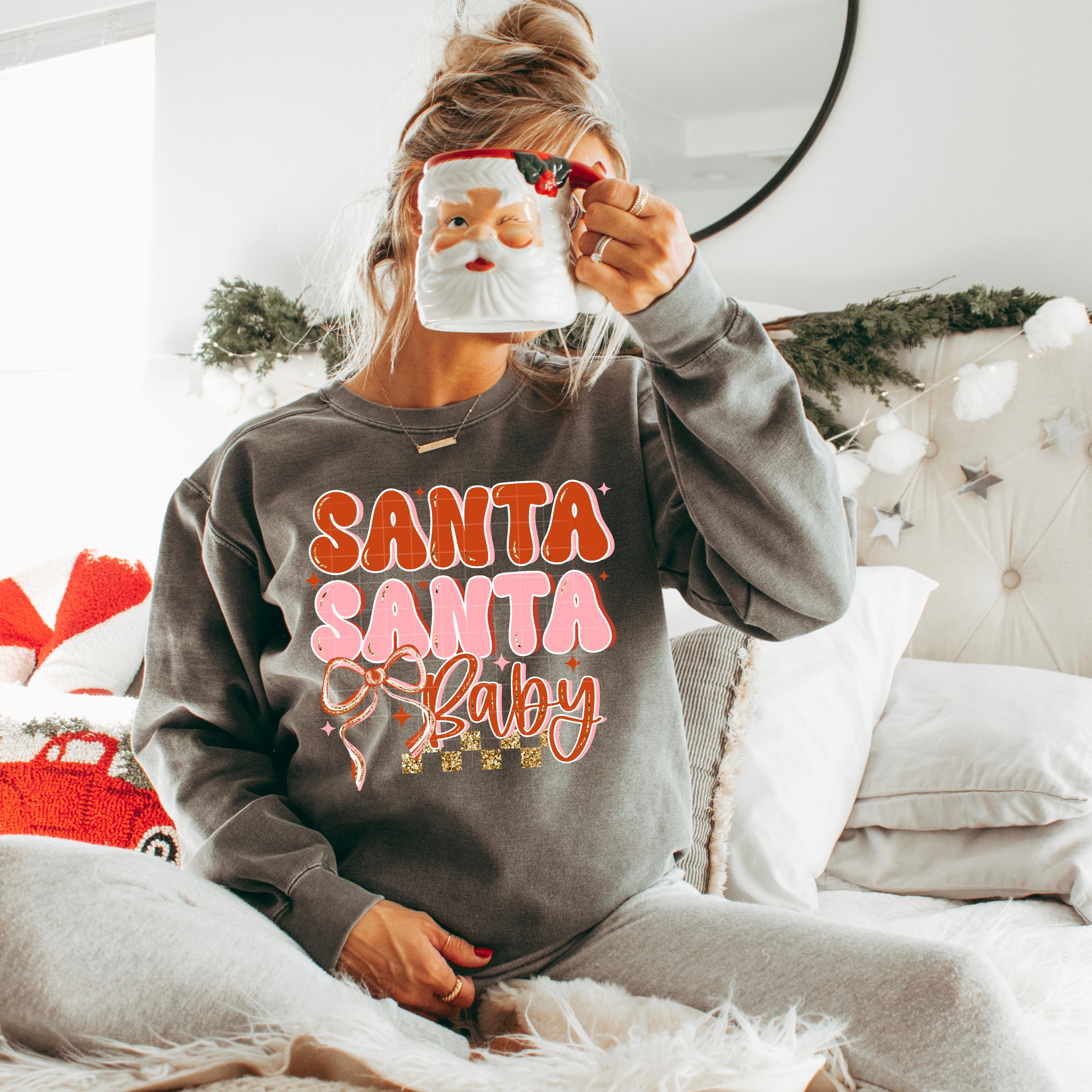 Santa Santa Baby Sweatshirt 🎅💖 Retro Christmas Crewneck 🎀 Holiday Spa ...